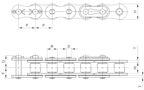Roller Chain Size Chart | Roller Chain Dimensions Chart - PEER Chain